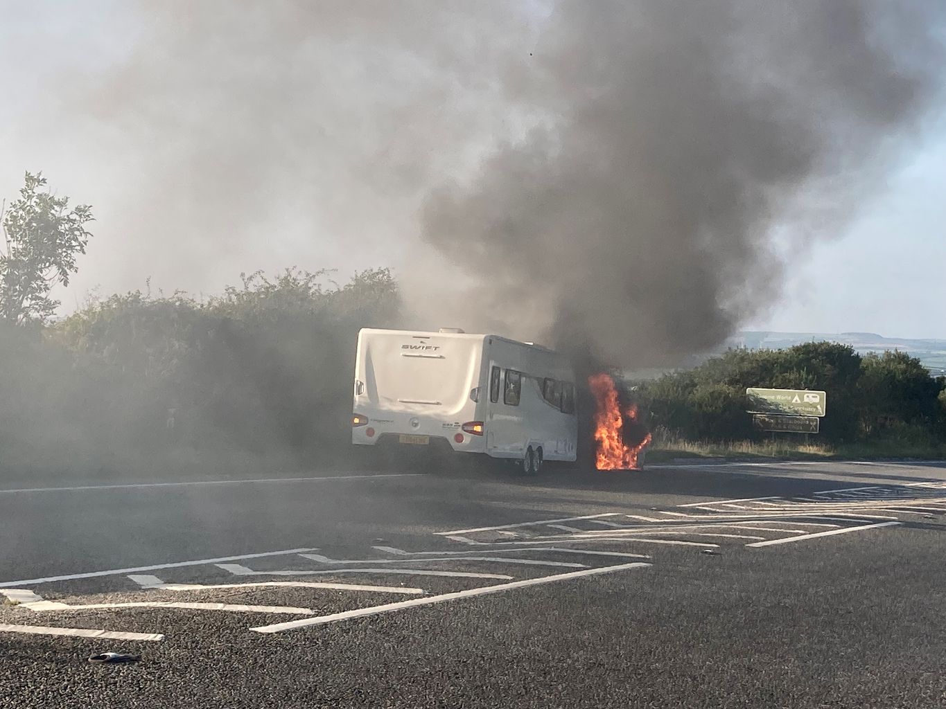 Caravan fire breaks out on the A30 in Cornwall | News - undefined